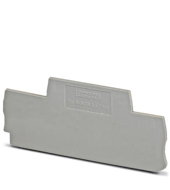 Krajnja pločica D-STTB 2,5-TWIN
End cover, length: 91,5 mm, width: 2,2 mm, height: 47,5 mm, color: grey
