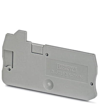 Krajnja pločica D-STU 2,5-TWIN
End cover, length: 65,3 mm, width: 2,2 mm, color: grey