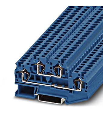 Dvospratna stezaljka (klema) STTB 4 BU
Spring-cage-connection, 0,08 mm² - 6 mm², AWG: 28 - 10, width: 6,2 mm, blue, NS 35/7,5, NS 35/15