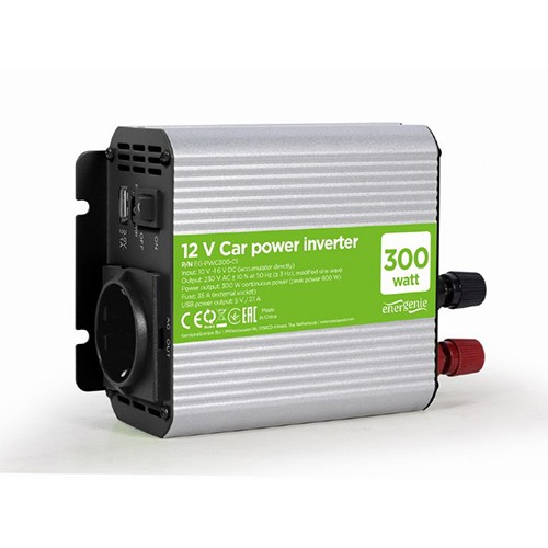 Gembird Car power inverter, 300W, 12V, Single socket, LED | EG-PWC300-01