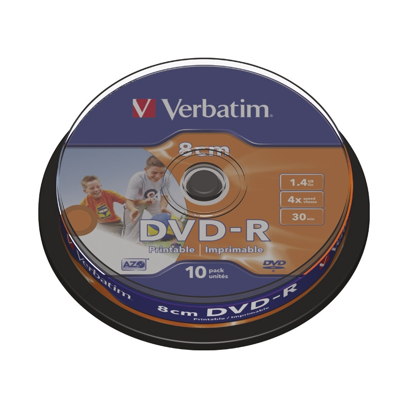 DVD-R mini 1,4GB 4x spindl printable pk10 Verbatim 43573