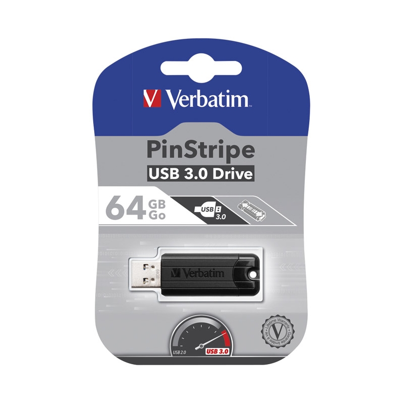 Memorija USB 3.0 64Gb PinStripe Verbatim 49318 crna blister