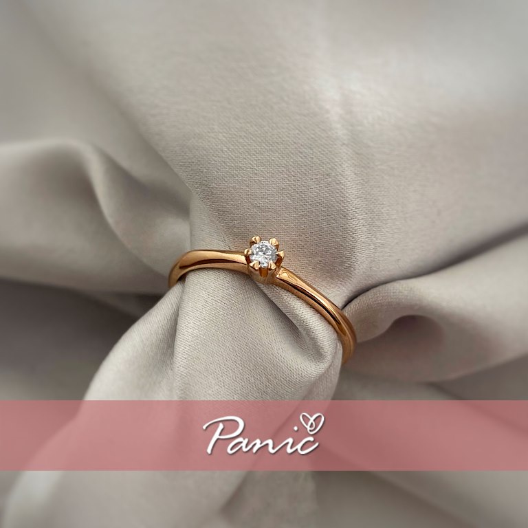 Verenički prsten od roze zlata sa brilijantom 0.055 ct VS-GH