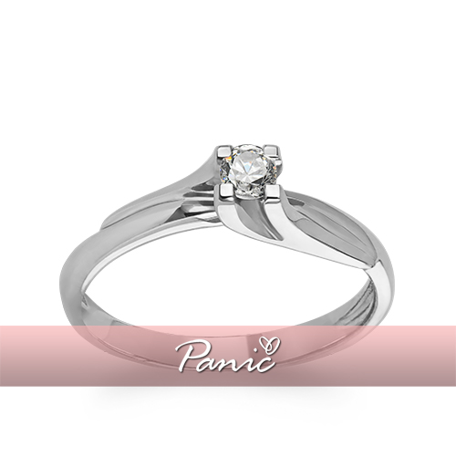 Dijamantski verenički prsten, belo zlato i kamen 0.12 ct SI-GH