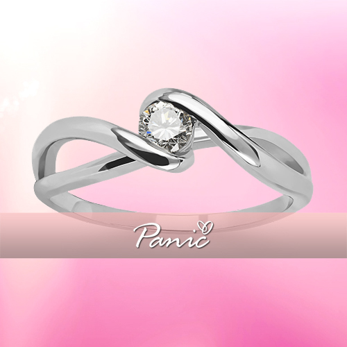 Klasičan a istovremeno i moderan verenički prsten, belo zlato i dijamant (0.17 ct SI-GH)