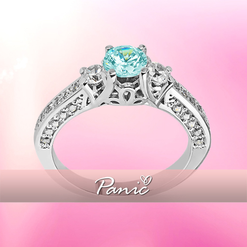 Glamurozan prsten od belog zlata sa akvamarinom 0.77 ct i brilijantima 0 52 ct Si-G