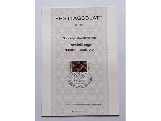 ETB Nemačka - Entwicklungs - Zusammenarbeit - 1981.g
