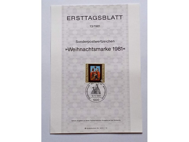 ETB Nemačka - Weihnachtsmarke - 1981.g
