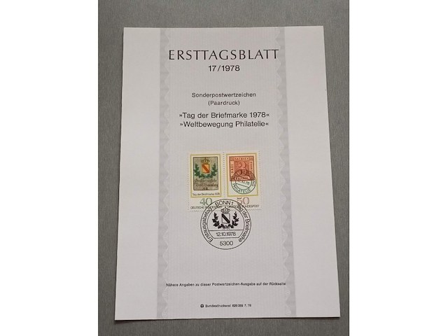 ETB Nemačka  - Weltbewegung Philatelie - 1978.g