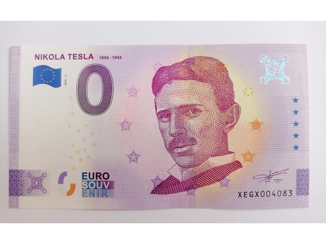 0 evra Tesla, suvenir novčanica, tip 2, UNC, vidi slike