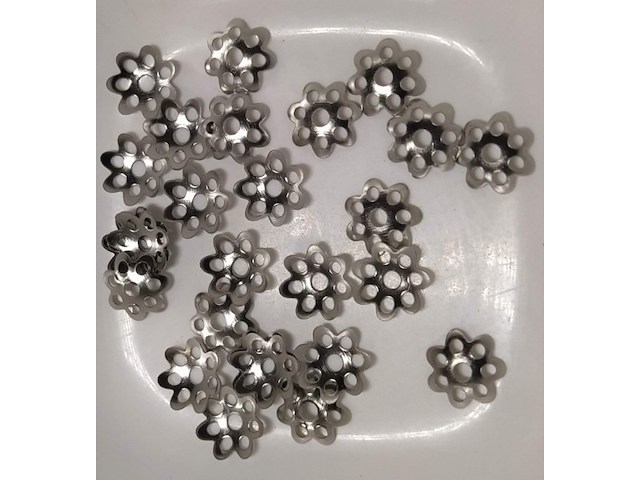 (A124) Kapice za perle cvet srebrna boja 10kom