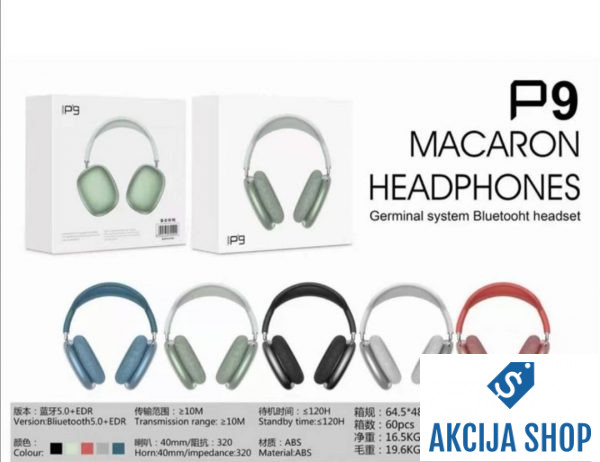 Bluetooth bežične slušalice macaron p9 plave – Bluetooth bežične slušalice macaron p9 plave