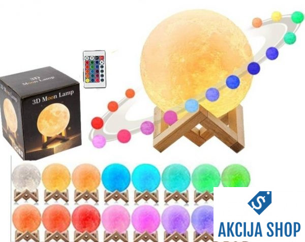 3D mesec lampa sa 16 boja – 3D moon lamp – 3D mesec lampa sa 16 boja – 3D moon lamp