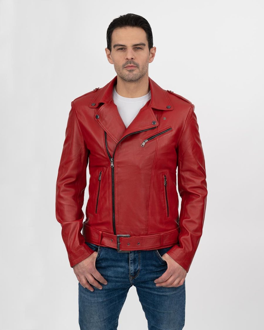Muška kožna jakna – Perry – Crvena