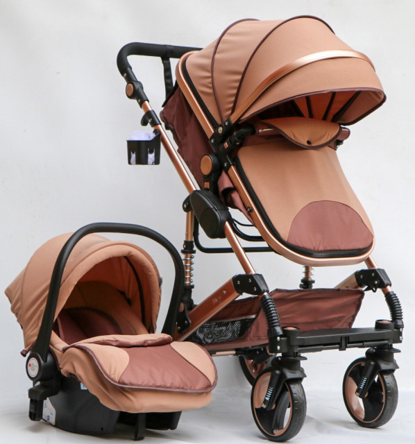 Marsi 2u1 Kolica za bebe sa Auto sedištem i torbom za mamu - Bez tenda/zlatni ram Model 600-1