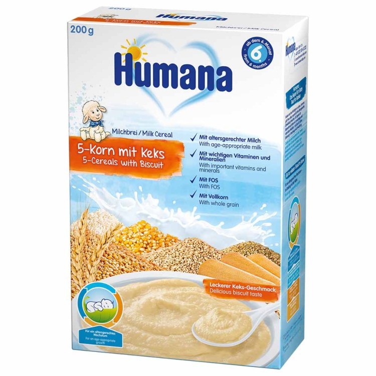 Humana Keks i 5 žitarica mlečna kašica 6+ 200g