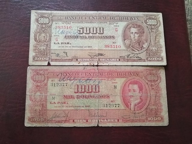Bolivija 1000 i 5000 bolivianos 1945