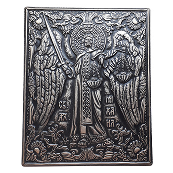 Ikona reljef Sveti Arhangel Mihailo - srebro patina