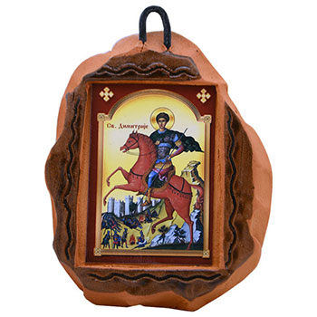 Ikona Sveti Dimitrije na keramici 12x9cm