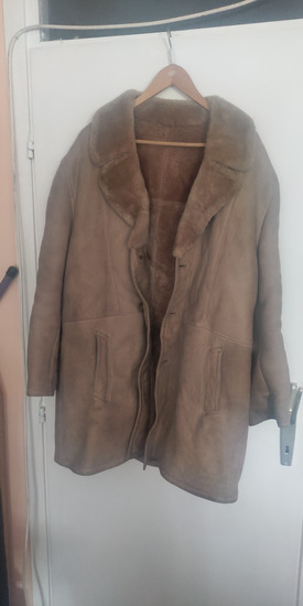 Braon muška zimska kožna termo postavljena jakna