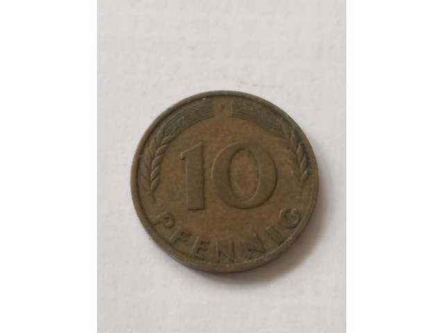 10 Pfennig - F - 1950.g - Nemačka -