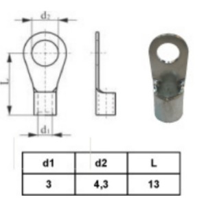 Okasta kablpapuca za presovanje rupa FI 4-4 mm DIN46234A