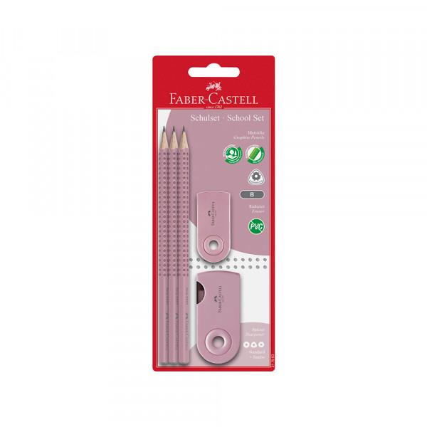 Faber Castell Grafitna olovka FC set polyblister 2 graf. ol pink + rezač + gumica Sleeve