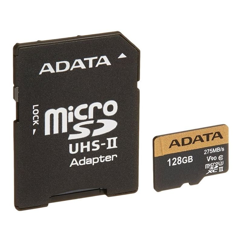 A-data UHS-II U3 MicroSDXC 128GB V90 class 10 + adapter AUSDX128GUII3CL10-CA1