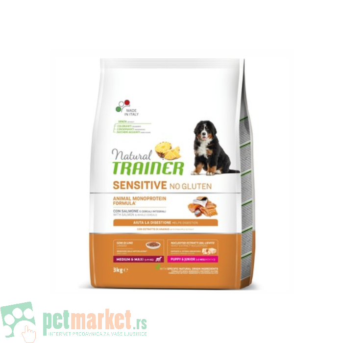 Trainer Natural: Hrana za štence Sensitive Medium/Maxi Puppy&Junior, Losos