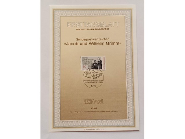 ETB Nemačka  - Jacob Und Wilhelm Grimm - 1985.g