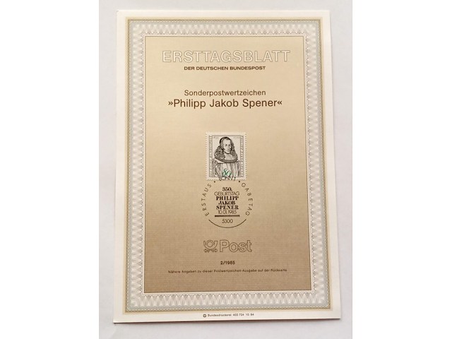 ETB Nemačka  - Phillip Jakob Spener - 1985.g