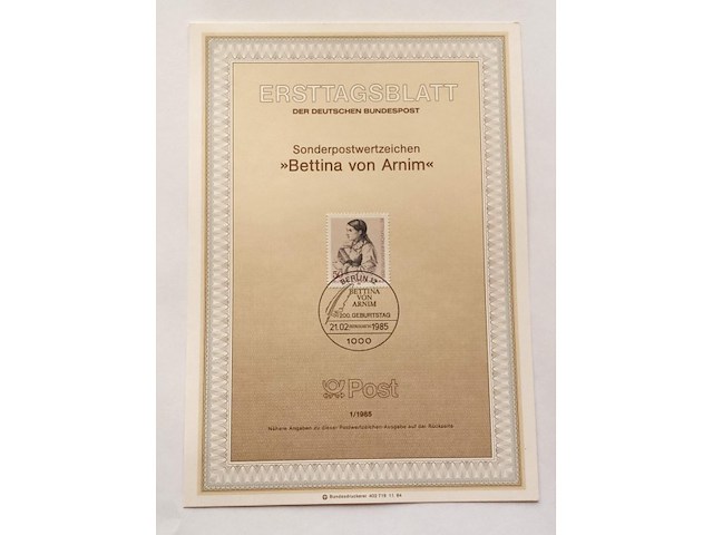 ETB Nemačka  - Bettina Von Arnim - 1985.g