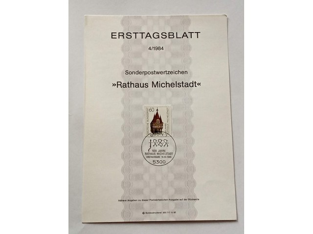 ETB Nemačka  - Rathaus Michelstadt - 1984.g