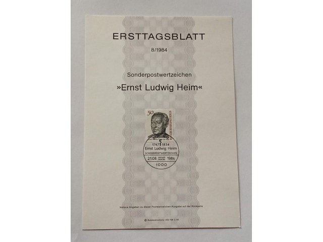 ETB Nemačka  - Ernst Ludwig Heim - 1984.g