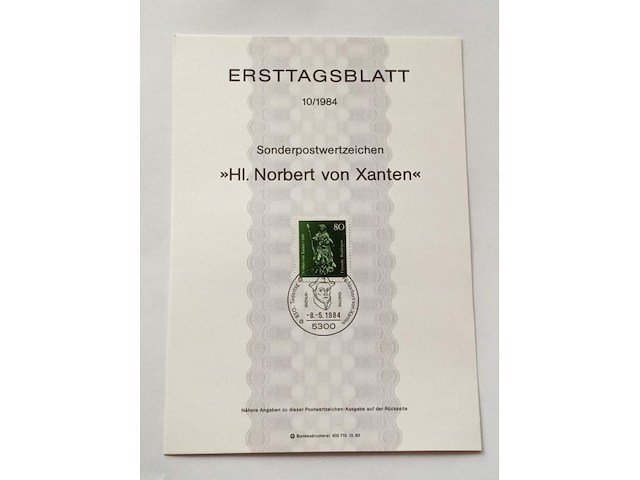 ETB Nemačka  - HI. Norbert Von Xanten - 1984.g