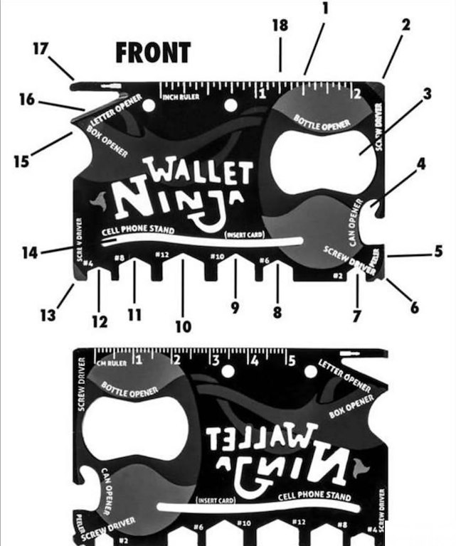 Multifukcionalni alat 18u1, ninja wallet