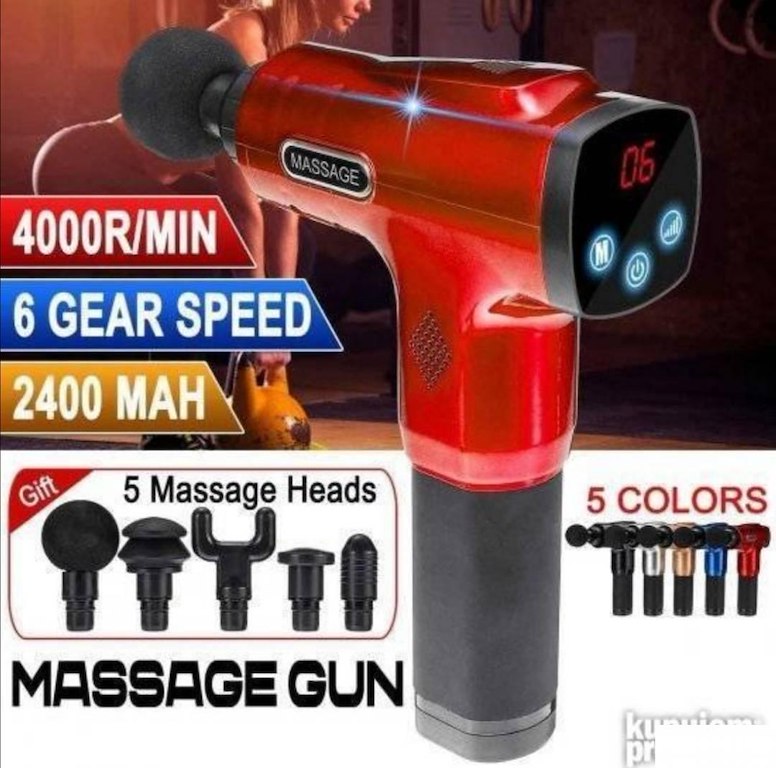 Pištolj masažer 80w sa displejem, crveni masažer