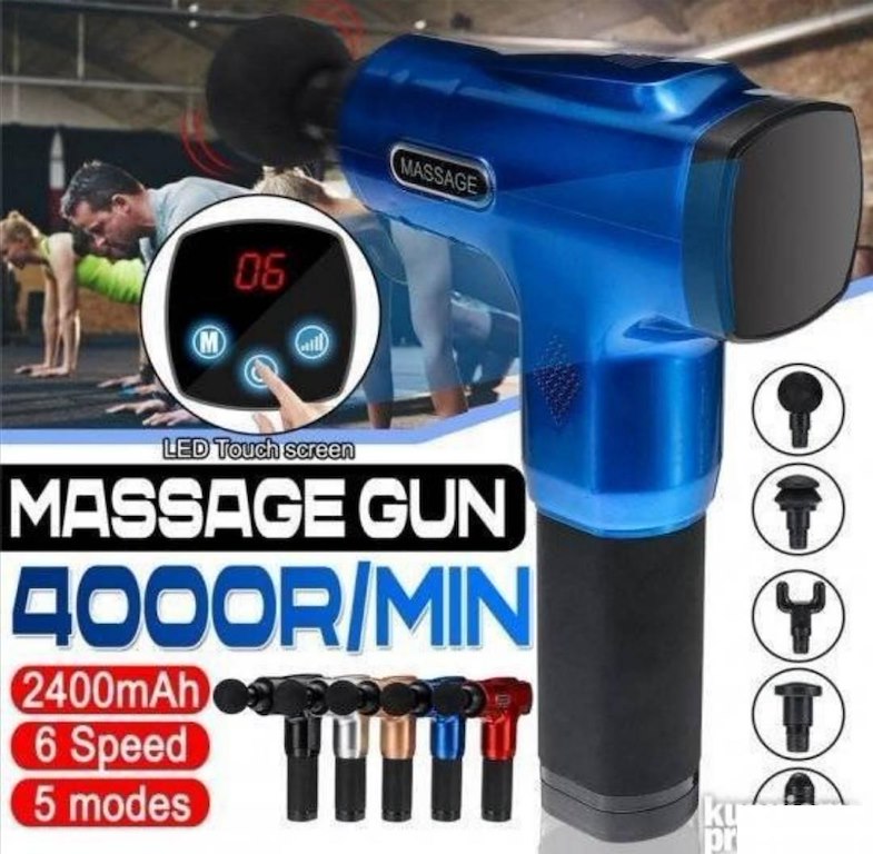Pištolj masažer sa displejem 80w, plavi masažer