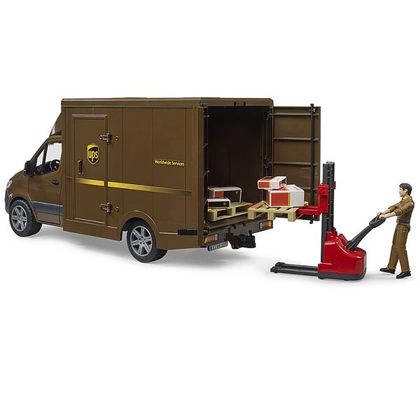 Kamion MB Sprinter UPS sa kurirom, viljuškarom i paletama Bruder 026783