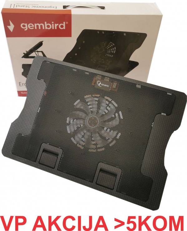 N2000FS** Gembird hladnjak za laptop 15-17 140mm Fan-CONTROL, 2xUSB, 370x265mm, Ergo Stand(599)