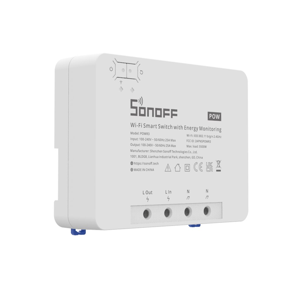 SONOFF POW R3 smart-home High-power prekidač 5500W sa merenjem potrošnje, CSV izvoz i čuvanje podataka do 100 dana, WiFi 2.4GHz kontrola, timer i smart scenarija, eWeLink app, Amazon Alexa / Googl...