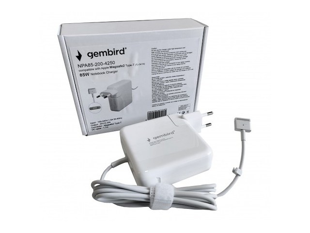 NPA85-200-4250 (TJ-341N Apple Type-T) Gembird punjac za MacBook 85W-20V-4.2A, Magsafe2 Type-T