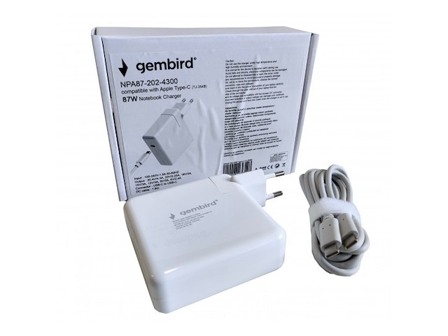 NPA87-202-4300 (TJ-354B Apple Type-C/USB-C) Gembird punjac za MacBook 87W-20,2V-4.3A, USB Type-C