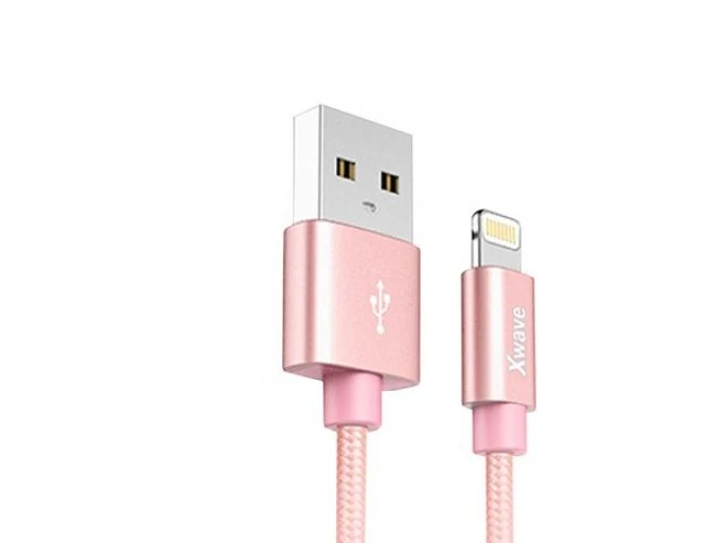 Xwave kabl za punjač USB A 2.0 (muški) na lightning (muški) 2m roze zlatni upleteni