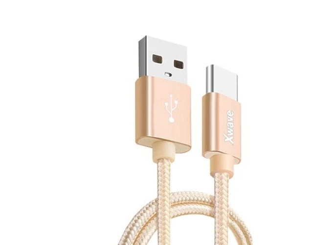Xwave kabl za punjač USB A 3.0 (muški) na USB C 3.1 (muški) 2m zlatni upleteni