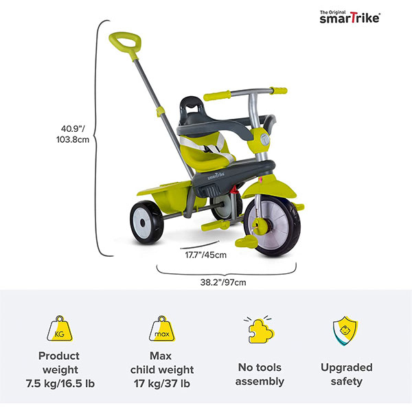 Tricikli za decu sa ručkom Smart Trike Breeze 15-36 meseci zeleno-sivi 6071100