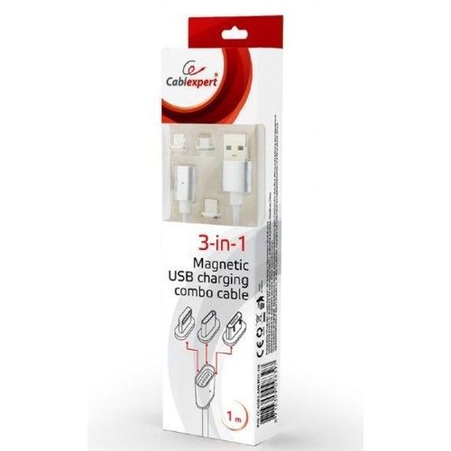 CC-USB2-AMLM31-1M Gembird Magnetic USB charging combo 3-in-1 cable, silver, 1 m