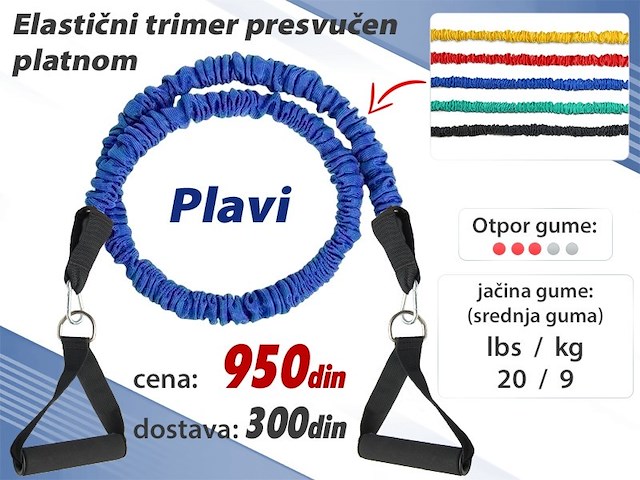 Elasticne gume / Plavi Trimer - presvucen platnom