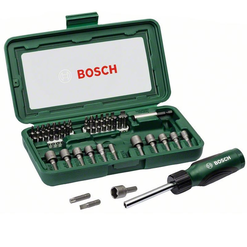 Bosch-zeleni - 46-delni set bitova sa ručnim zavrtačem 2607019504