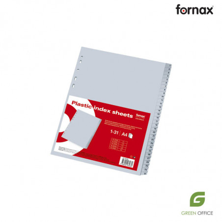 Pregrada plastična Fornax A4 siva boja brojevi 1-31